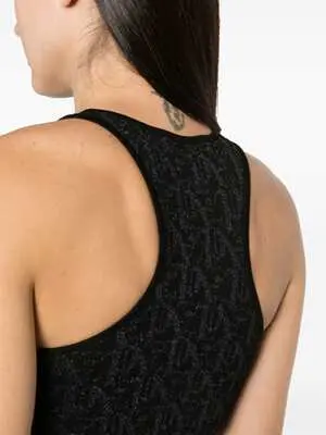 Palm Angels Monogram Jacquard Crop Top - Black