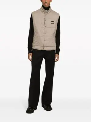 Dolce & Gabbana Logo-plaque Cashmere-blend Gilet - Neutrals