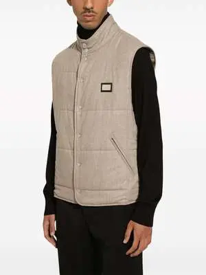Dolce & Gabbana Logo-plaque Cashmere-blend Gilet - Neutrals