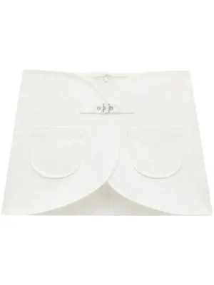 COURREGES Ellipse Buckle-strap Denim Miniskirt - White