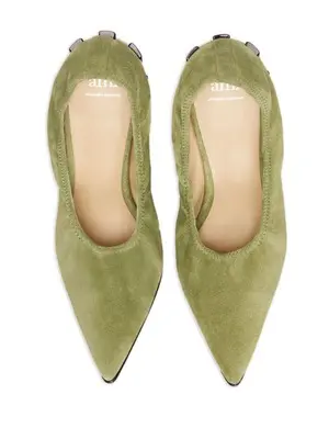 Ami Round Heel Point-toe Pumps - Green