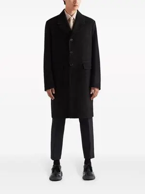Prada Single-breasted Suede Coat - Black
