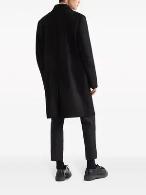 Prada Single-breasted Suede Coat - Black