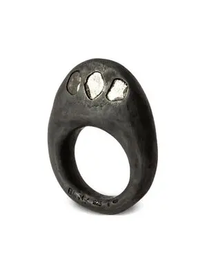 PARTS OF FOUR Tall Mountain Diamond Ring - Black