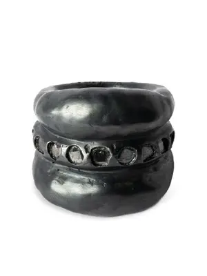 PARTS OF FOUR Stack Sterling Silver Diamond Ring - Black
