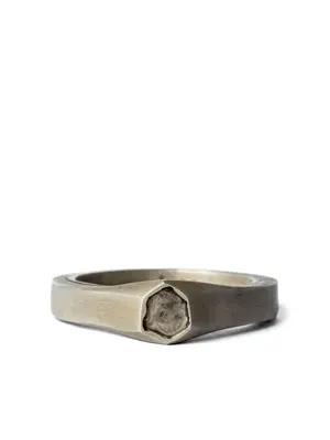 PARTS OF FOUR Sistema Sterling Signet Ring With Diamond - Silver