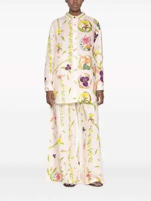 Agua Bendita Piñon Marina Floral Linen Trousers