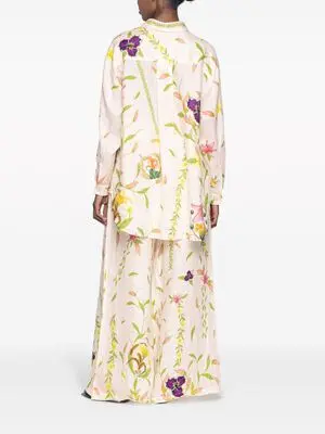 Agua Bendita Piñon Marina Floral Linen Trousers