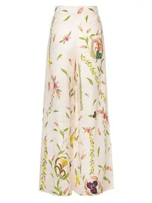 Agua Bendita Piñon Marina Floral Linen Trousers