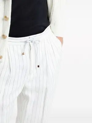 Brunello Cucinelli Linen Striped Trousers - White