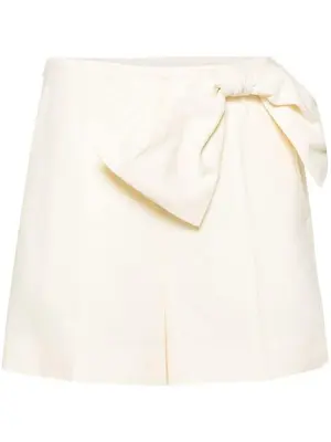 Chloé Bow-detail Linen Shorts - Neutrals
