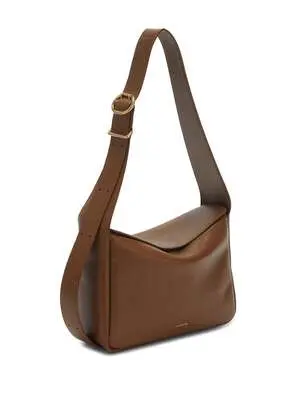 JIL SANDER Logo-stamp Leather Crossbody Bag - Brown