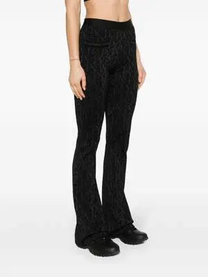 Palm Angels Monogram-jacquard Knitted Flared Trousers - Black