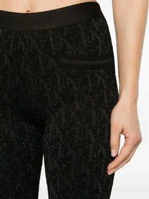 Palm Angels Monogram-jacquard Knitted Flared Trousers - Black