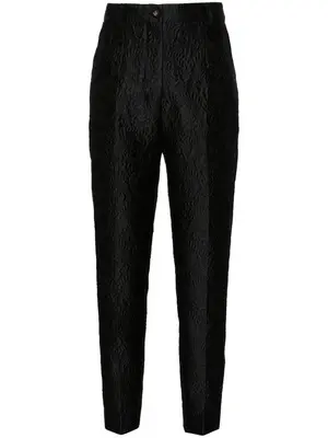 Dolce & Gabbana Floral-jacquard Tailored Trousers - Black