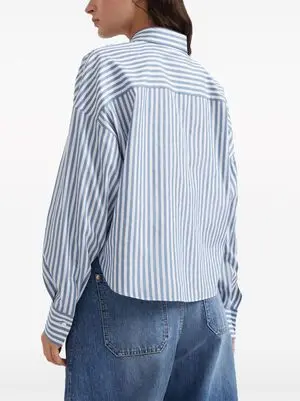 Brunello Cucinelli Striped Cotton-silk Shirt - Blue