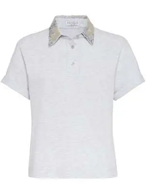 Brunello Cucinelli Embellished-collar Cotton Polo Shirt