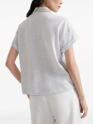 Brunello Cucinelli Embellished-collar Cotton Polo Shirt