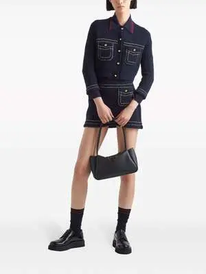 Prada Medium Leather Shoulder Bag - Black