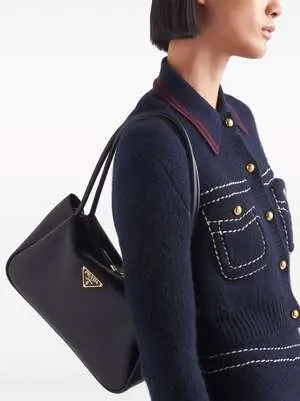 Prada Medium Leather Shoulder Bag - Black