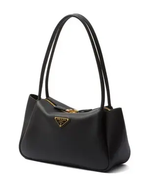 Prada Medium Leather Shoulder Bag - Black