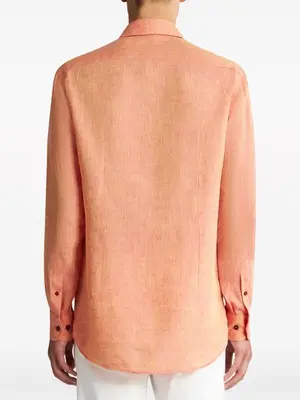Etro Pegaso-embroidered Linen Shirt - Orange