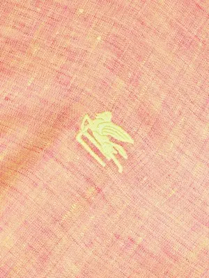 Etro Pegaso-embroidered Linen Shirt - Orange