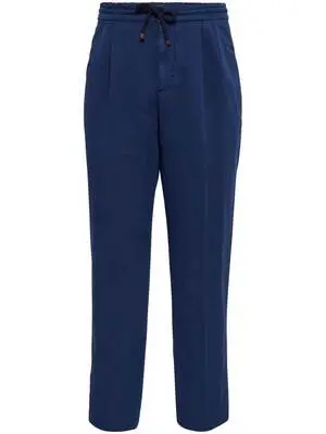 Brunello Cucinelli Pleated Linen-cotton Trousers