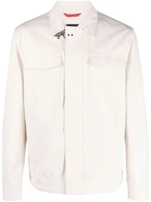 FAY Gancini Buckle Cotton Trucker Jacket - Neutrals
