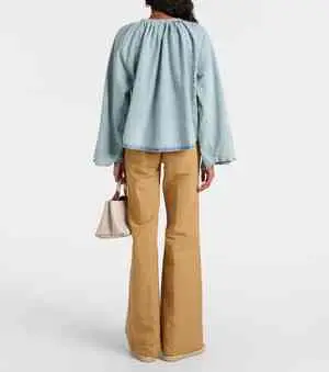 FRAME Cotton And Linen Denim Blouse - Blue