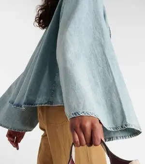 FRAME Cotton And Linen Denim Blouse - Blue