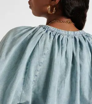 FRAME Cotton And Linen Denim Blouse - Blue