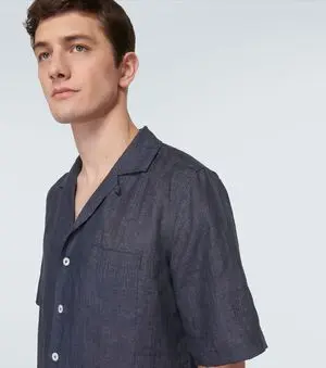 LARDINI Linen Shirt - Blue