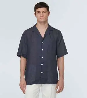 LARDINI Linen Shirt - Blue