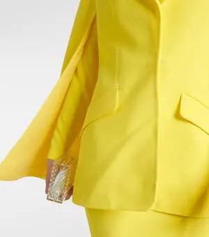Safiyaa Hadley Caped Crêpe Blazer - Yellow