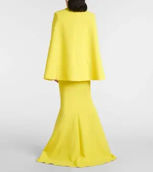 Safiyaa Hadley Caped Crêpe Blazer - Yellow