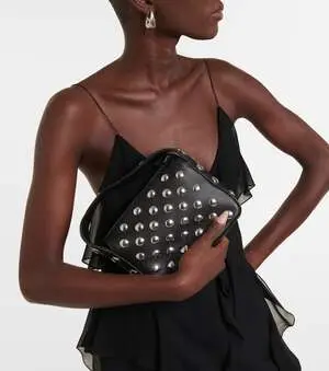 Khaite Elena Small Studded Leather Shoulder Bag - Black