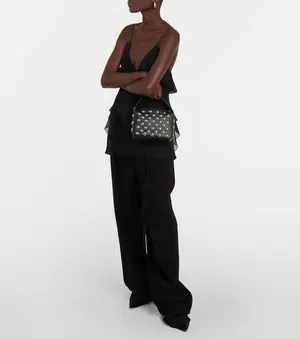 Khaite Elena Small Studded Leather Shoulder Bag - Black