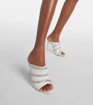 Rene Caovilla Sally Embellished Leather Mules