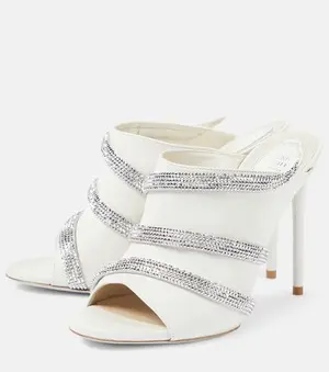 Rene Caovilla Sally Embellished Leather Mules