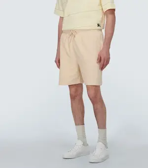 Burberry Logo Cotton Shorts - Beige