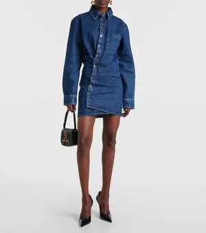 Off-White Asymmetric Denim Shirt Dress