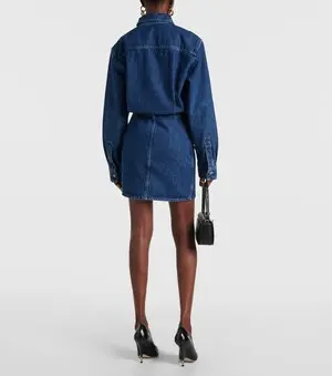 Off-White Asymmetric Denim Shirt Dress