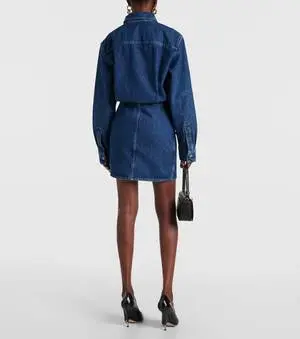Off-White Asymmetric Denim Shirt Dress