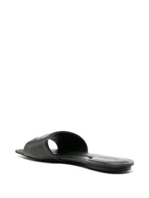 COURREGES Logo-patch Leather Slides - Black