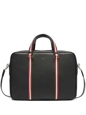 Bally Stripe-detail Leather Briefcase - Black