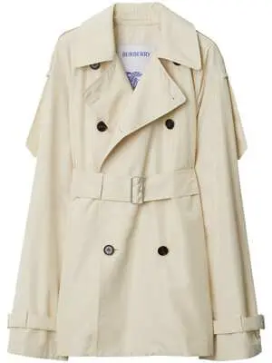 Burberry Short Silk Trench Coat - Neutrals