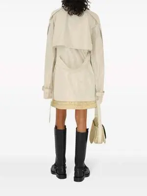 Burberry Short Silk Trench Coat - Neutrals