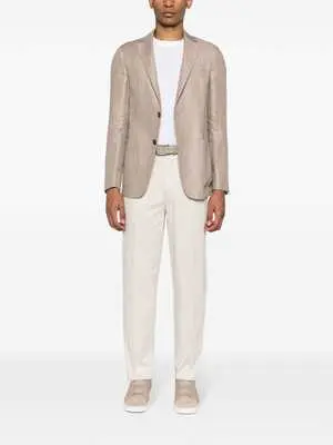 Zegna Mid-rise Pleated Chino Trousers - Neutrals