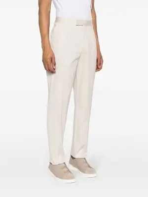 Zegna Mid-rise Pleated Chino Trousers - Neutrals